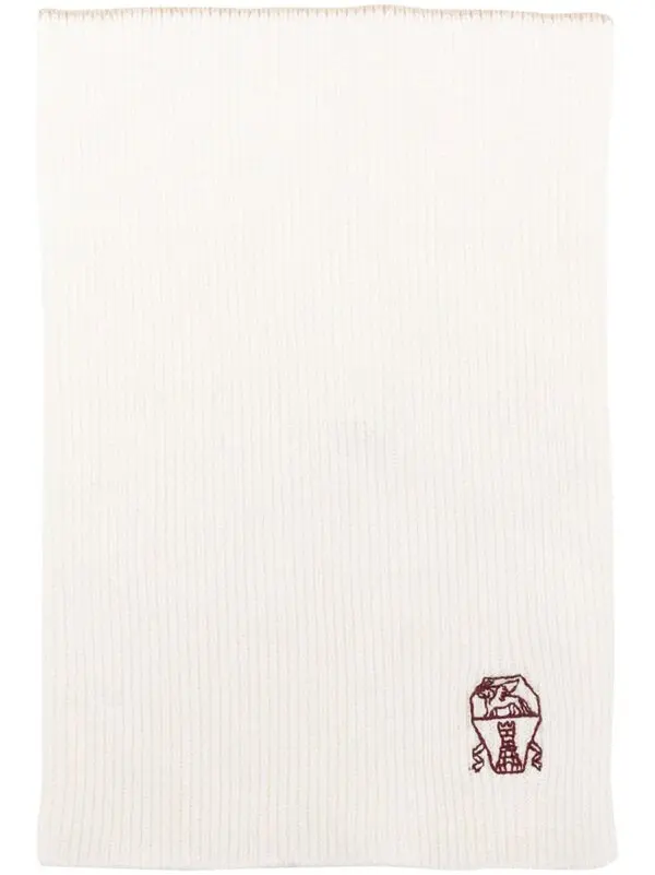 Brunello Cucinelli Embroidered Cashmere Neck Warmer - White