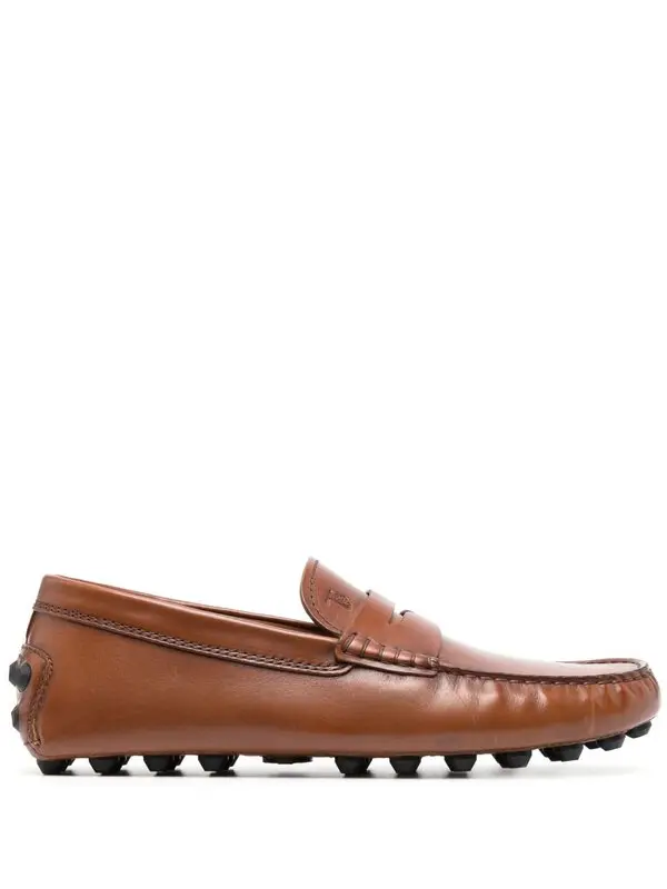 TOD'S Gommino Bubble Leather Driving Moccasins - Brown