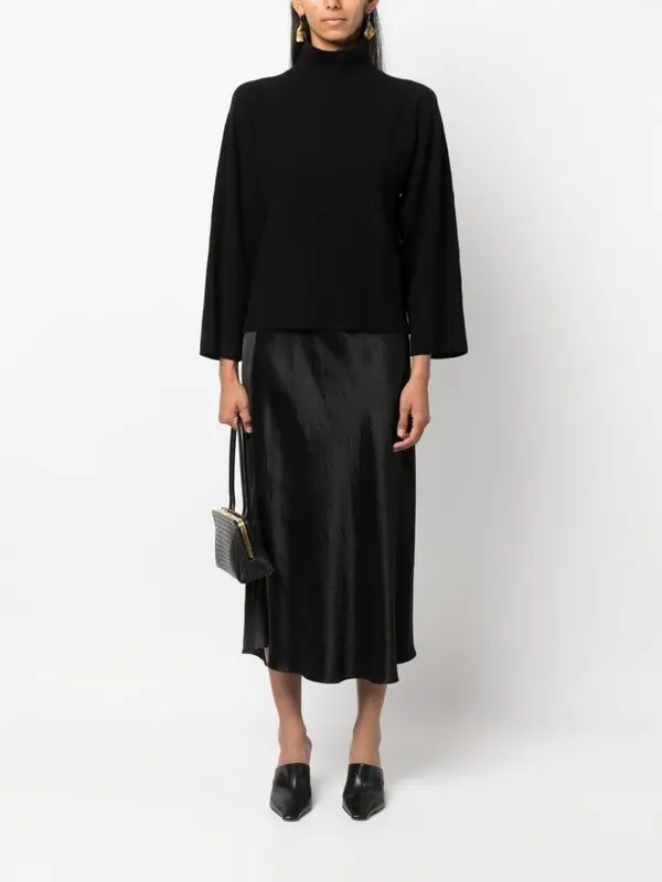 Vince Satin-finish Draped Midi Skirt