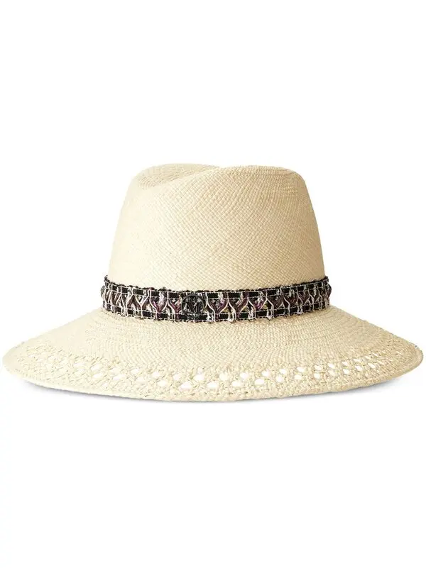 MAISON MICHEL Kate Straw Fedora Hat - Neutrals