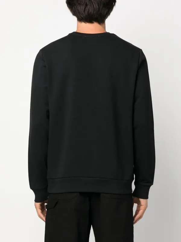 Iceberg Logo Print Cotton Sweatshirt - Black