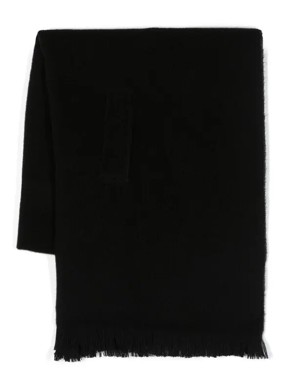 GENTRYPORTOFINO Fringed Wool Scarf - Black