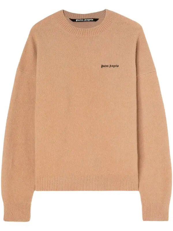 Palm Angels Logo-embroidered Jumper - Neutrals
