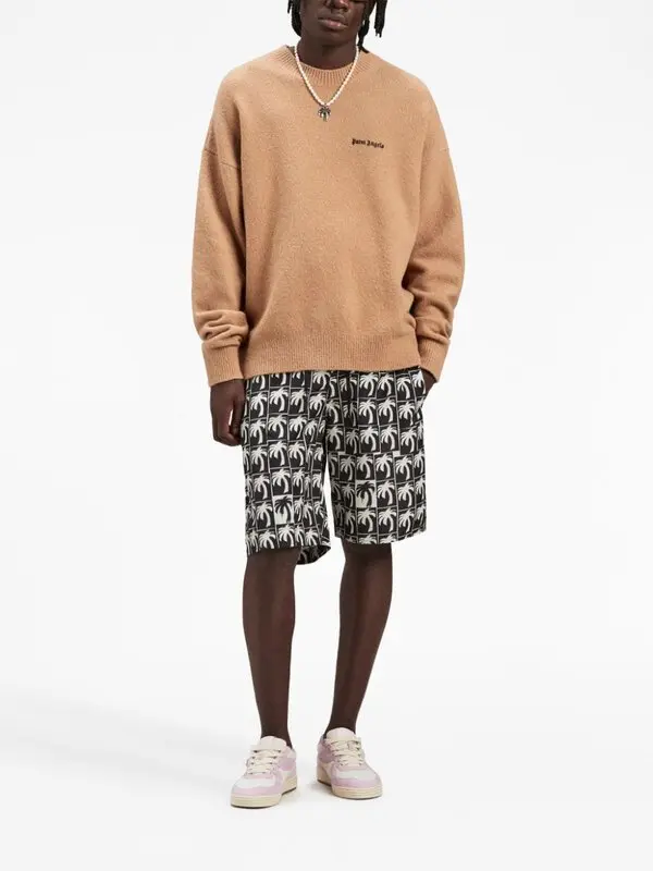 Palm Angels Logo-embroidered Jumper - Neutrals