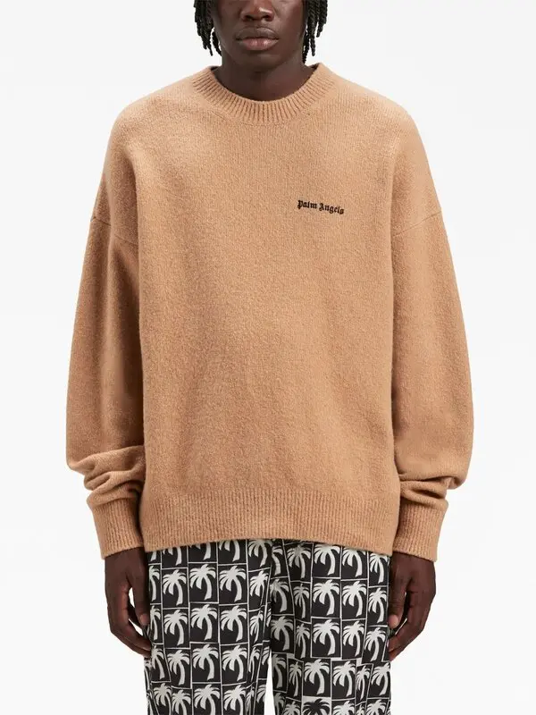 Palm Angels Logo-embroidered Jumper - Neutrals