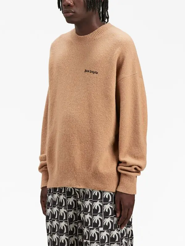 Palm Angels Logo-embroidered Jumper - Neutrals