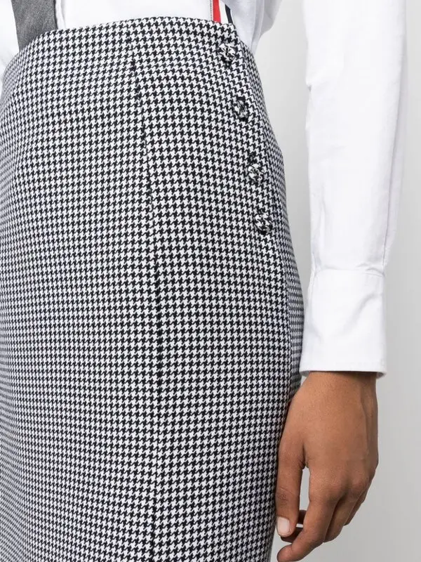 Thom Browne Houndstooth Wool Maxi Skirt