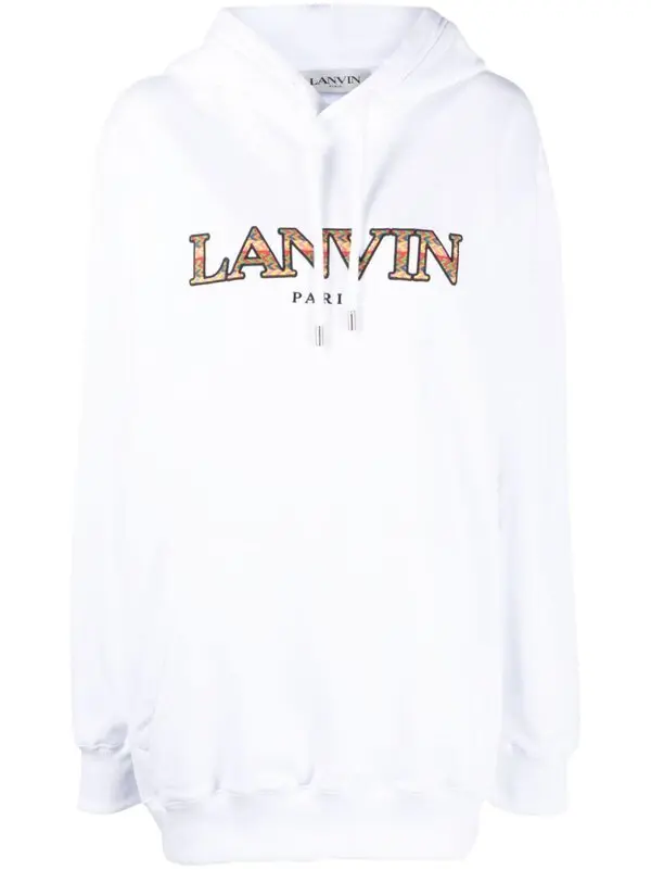 LANVIN Logo-embroidered Hoodie - White