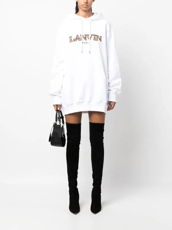 LANVIN Logo-embroidered Hoodie - White
