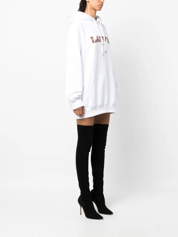 LANVIN Logo-embroidered Hoodie - White