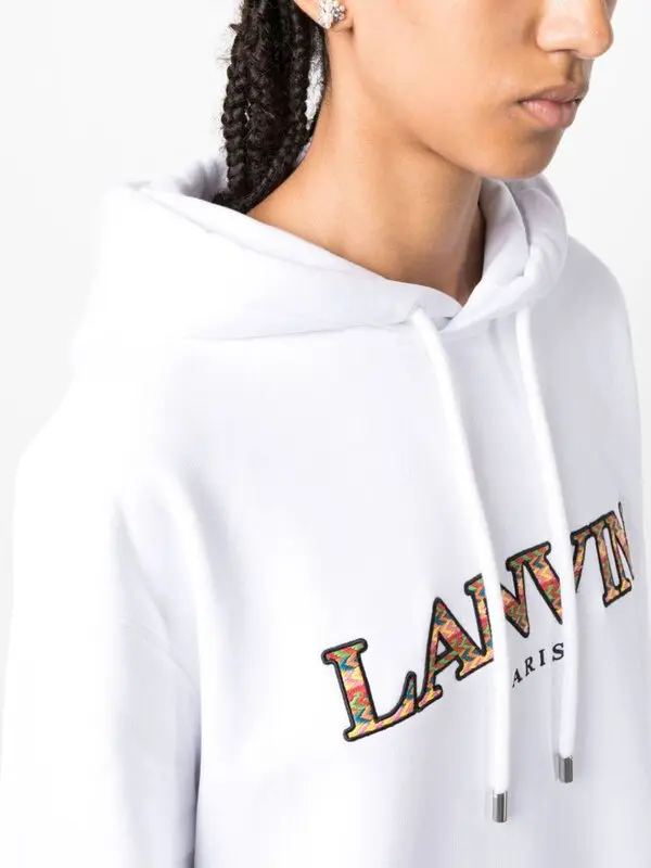 LANVIN Logo-embroidered Hoodie - White