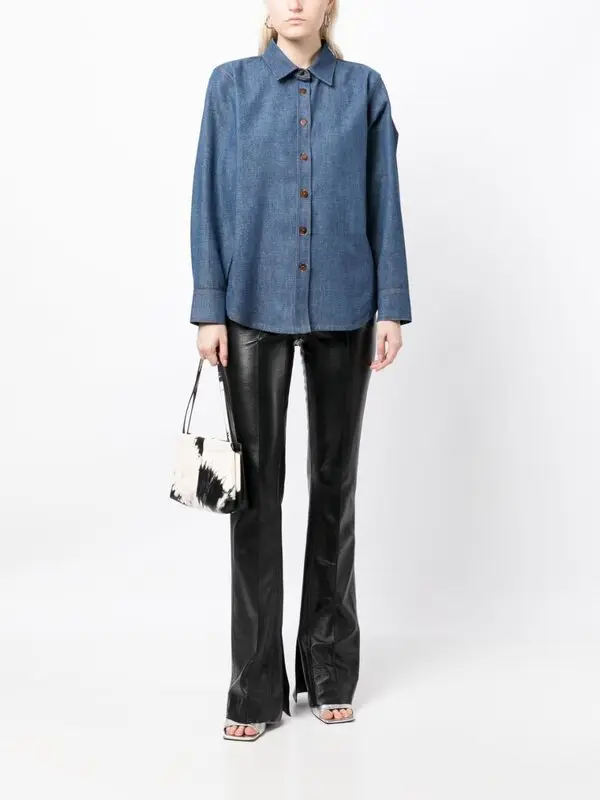 FORTE_FORTE Spread-collar Chambray Shirt