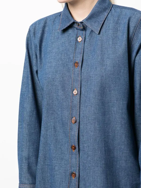 FORTE_FORTE Spread-collar Chambray Shirt