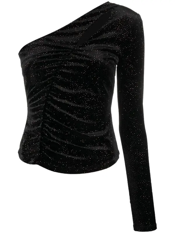 Patrizia Pepe Glitter-detail Asymmetric Velvet Top