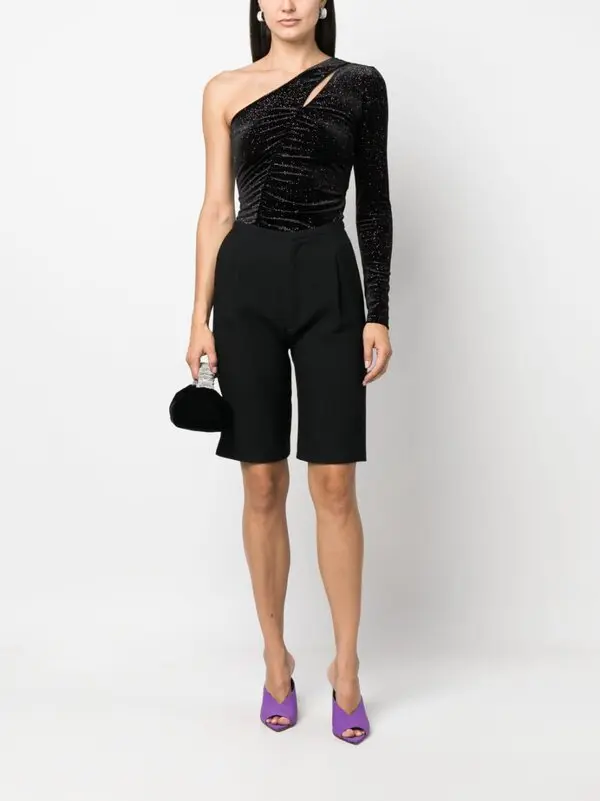 Patrizia Pepe Glitter-detail Asymmetric Velvet Top