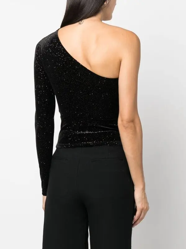 Patrizia Pepe Glitter-detail Asymmetric Velvet Top