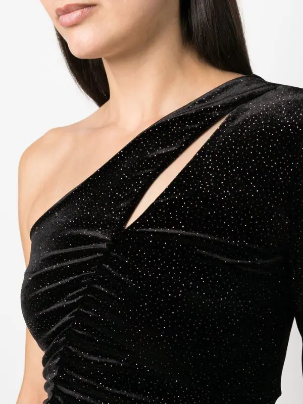 Patrizia Pepe Glitter-detail Asymmetric Velvet Top