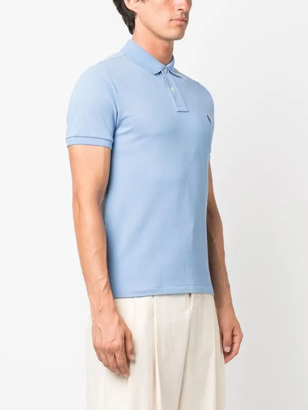 Polo Ralph Lauren Embroidered Cotton Piqué Polo Shirt - Blue