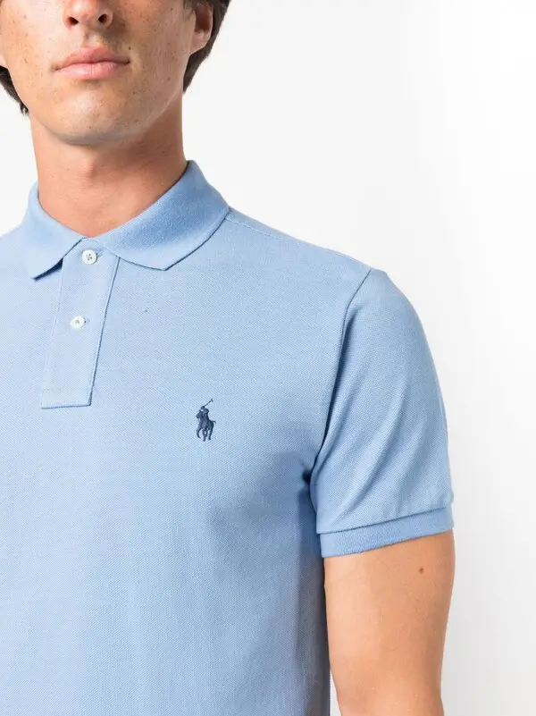 Polo Ralph Lauren Embroidered Cotton Piqué Polo Shirt - Blue
