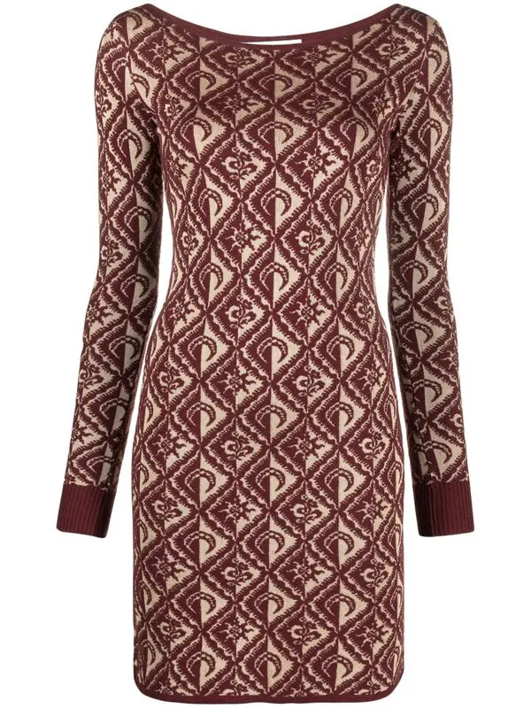 MARINE SERRE Moon Diamant-jacquard Minidress - Red