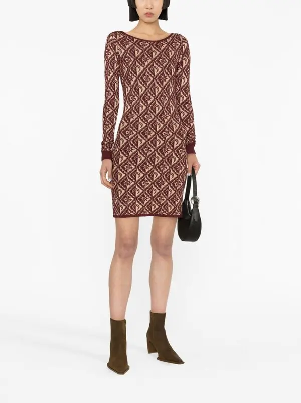 MARINE SERRE Moon Diamant-jacquard Minidress - Red