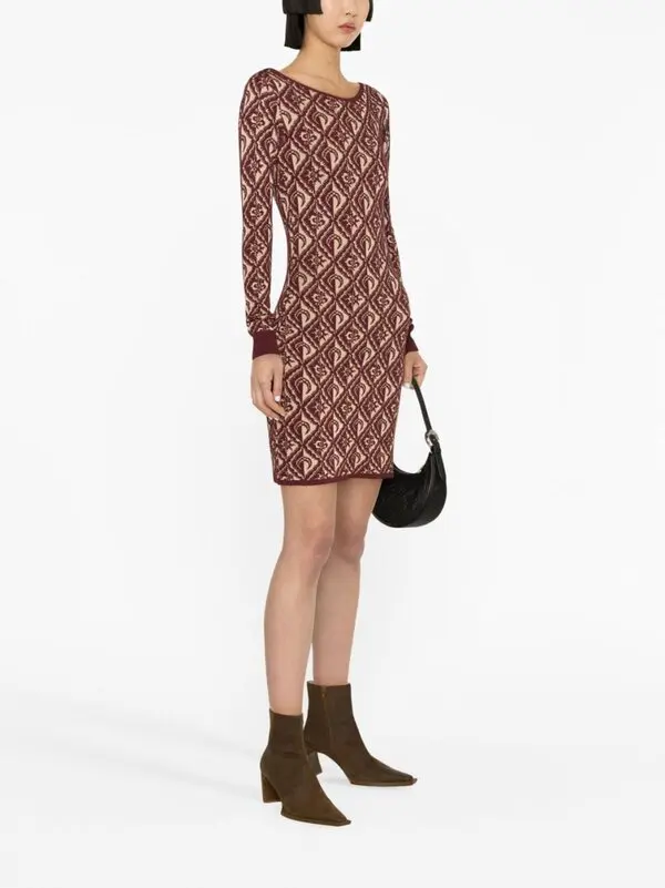 MARINE SERRE Moon Diamant-jacquard Minidress - Red