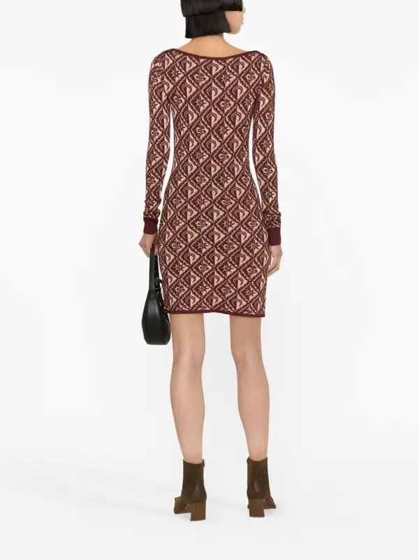 MARINE SERRE Moon Diamant-jacquard Minidress - Red
