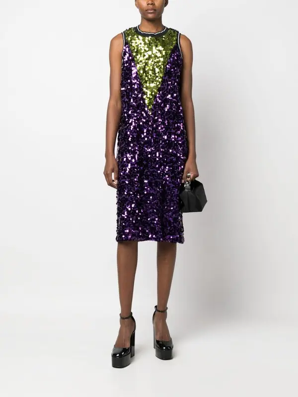 Plan C Colour-block Sequin Midi Dress