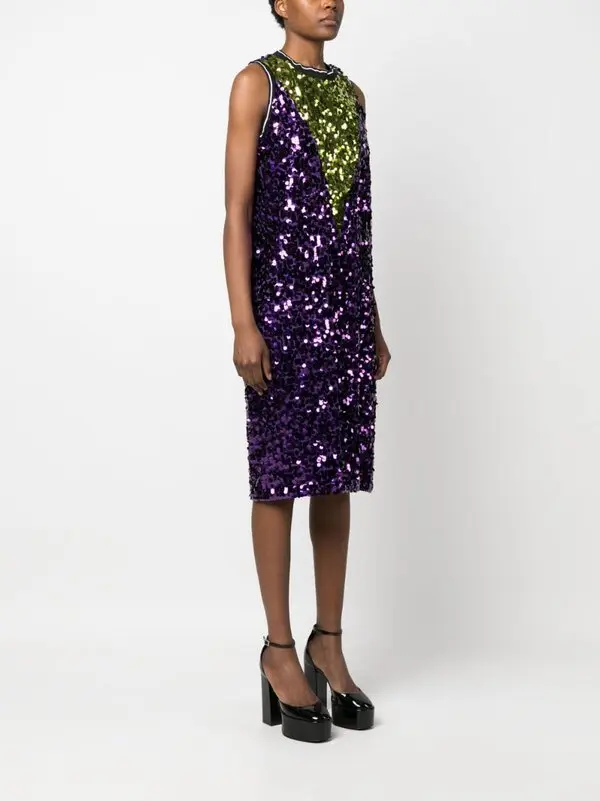 Plan C Colour-block Sequin Midi Dress