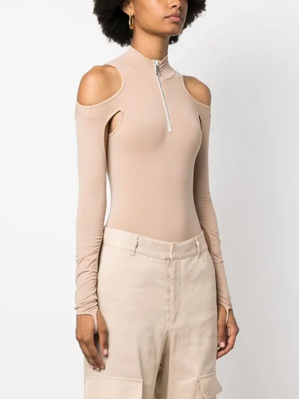 ANDREĀDAMO Sculpted Jersey Cut-out Bodysuit - Neutrals