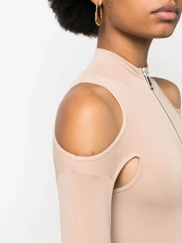 ANDREĀDAMO Sculpted Jersey Cut-out Bodysuit - Neutrals