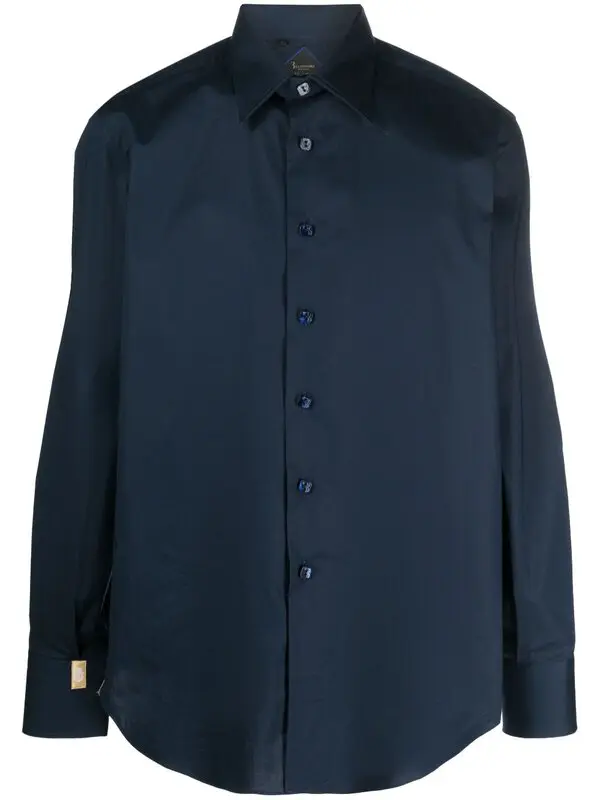 BILLIONAIRE Logo-embroidered Cotton Shirt - Blue