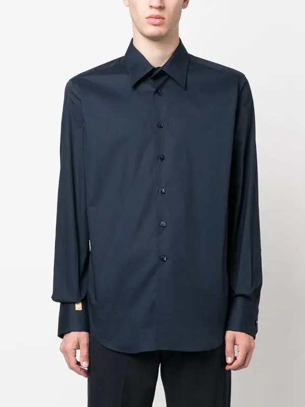 BILLIONAIRE Logo-embroidered Cotton Shirt - Blue