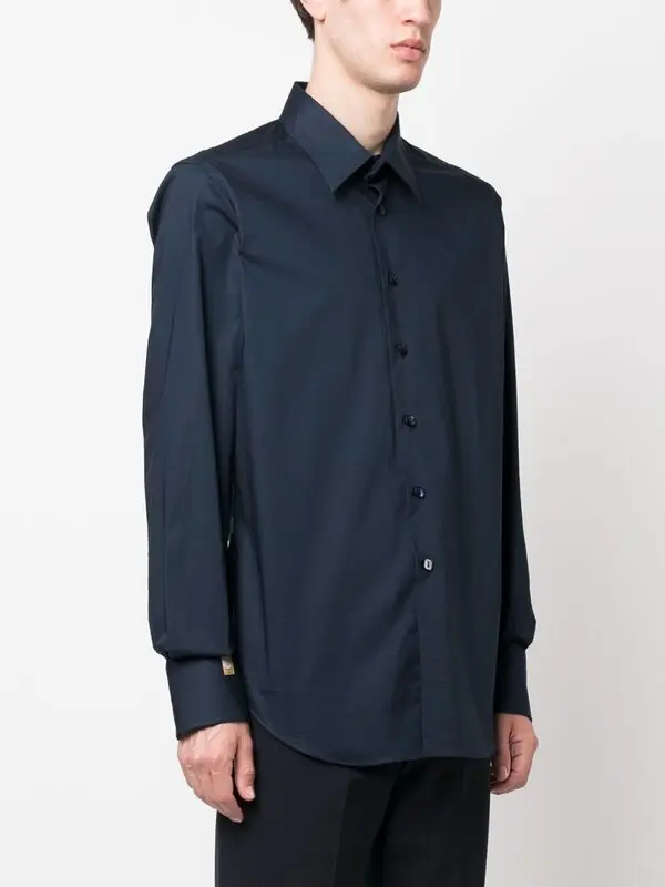 BILLIONAIRE Logo-embroidered Cotton Shirt - Blue
