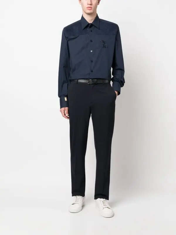 BILLIONAIRE Suede-panel Cotton Shirt