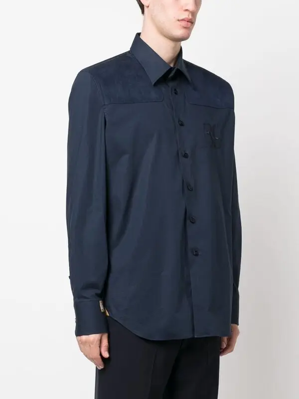 BILLIONAIRE Suede-panel Cotton Shirt