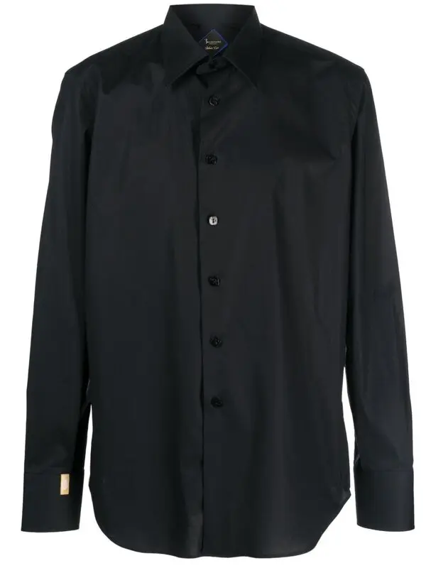 BILLIONAIRE Logo-embroidered Cotton Shirt - Black