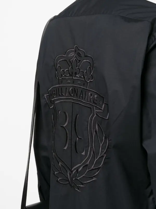 BILLIONAIRE Logo-embroidered Cotton Shirt - Black