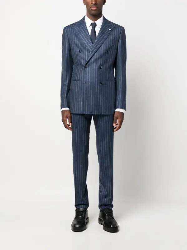 LUIGI BIANCHI MANTOVA Pinstriped Double-breasted Suit