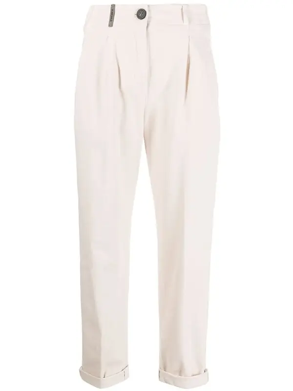 Peserico Slim-cut Tapered-leg Trousers - Neutrals