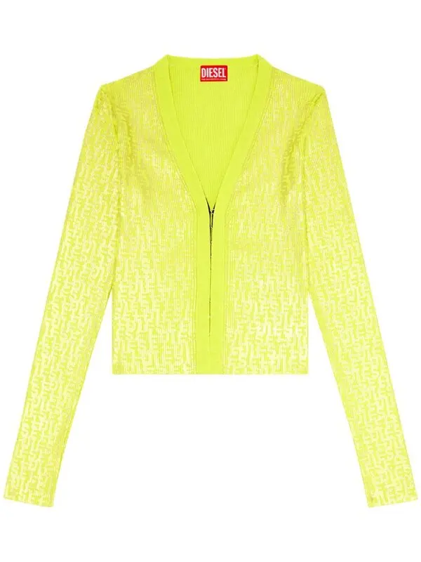 DIESEL® M-gria" Monogram Knit Cardigan - Green