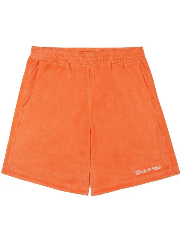 SPORTY & RICH Ny Tennis Club Straight-leg Shorts - Orange