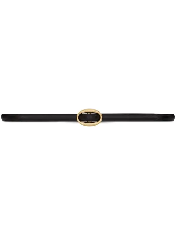 Saint Laurent Oval-buckle Leather Belt - Black