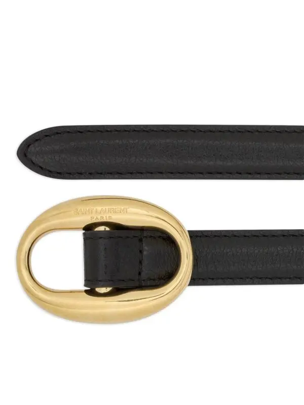 Saint Laurent Oval-buckle Leather Belt
