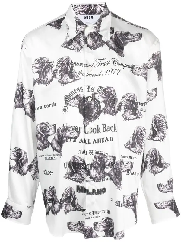 MSGM Graphic-print Long-sleeve Shirt