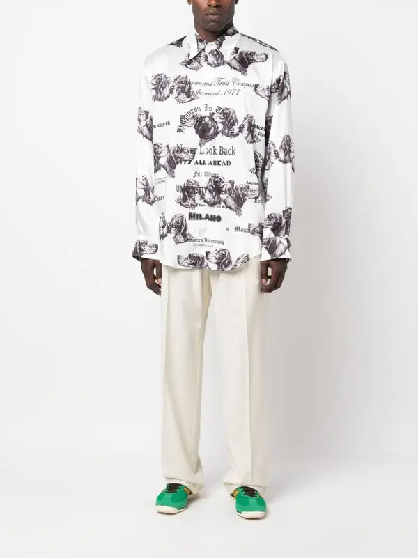 MSGM Graphic-print Long-sleeve Shirt