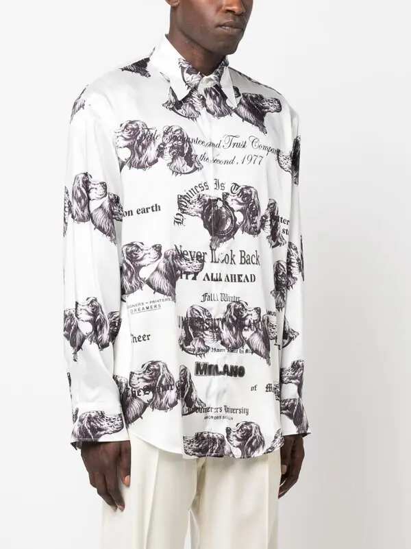 MSGM Graphic-print Long-sleeve Shirt