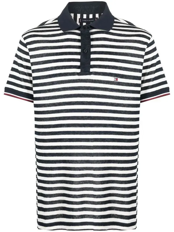 Tommy Hilfiger Logo-patch Striped Polo Shirt - White