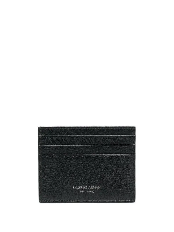 Giorgio Armani Grained-textured Leather Card Holder - Black