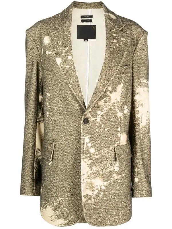 R13 Paint Splatter-print Tweed Blazer